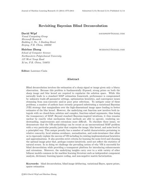 Pdf Revisiting Bayesian Blind Deconvolution Dokumentips