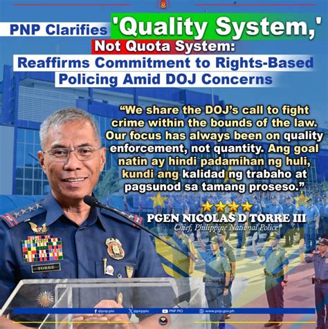 Philippine Pnp Clarifies Quality System Not Quota System Reaffirms Commitment To Rights
