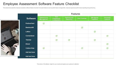 Employee Assessment Software Feature Checklist Presentation Graphics