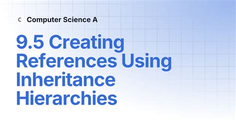 95 Creating References Using Inheritance Hierarchies Computer Science A