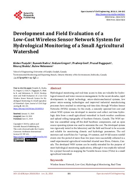 Pdf Development And Field Evaluation Of A Low Cost Wireless Sensor Network System For