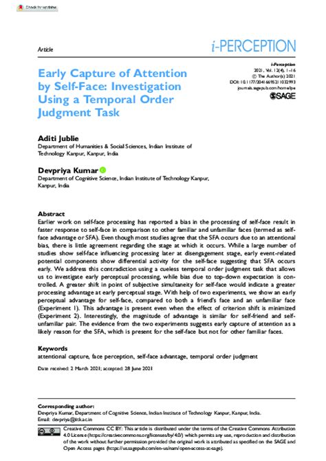 Pdf Early Capture Of Attention By Self Face Investigation Using A