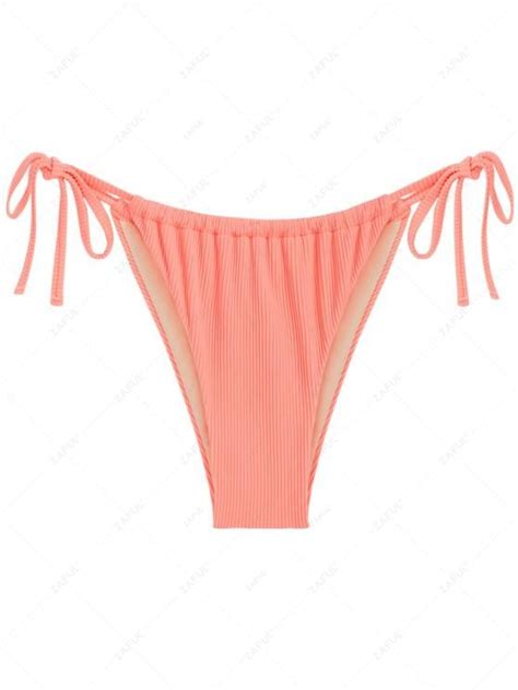 Zaful Ribbed Tie Side Loincloth Bikini Bottom In Light Orange Zaful 2024
