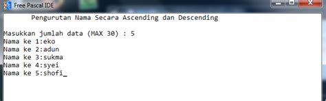 Mengurutkan Data String Dengan Metode Bubble Sort Secara Ascending Dan