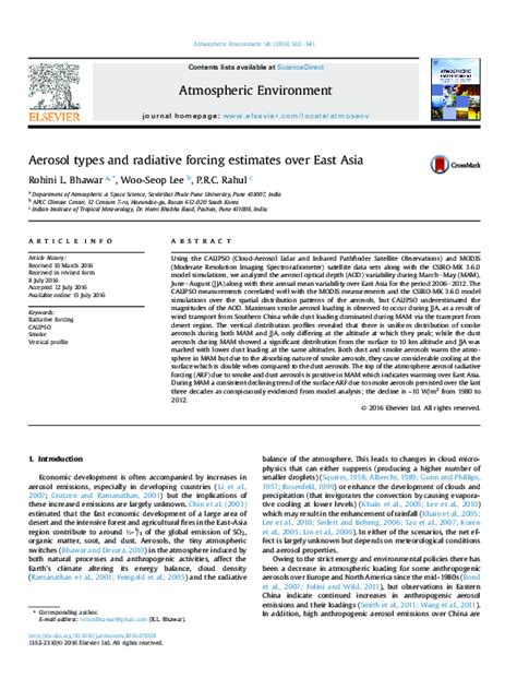 Pdf Aerosol Types And Radiative Forcing Estimates Over East Asia
