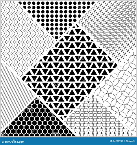 Op Art Monochromatic Patterns Vector Illustration