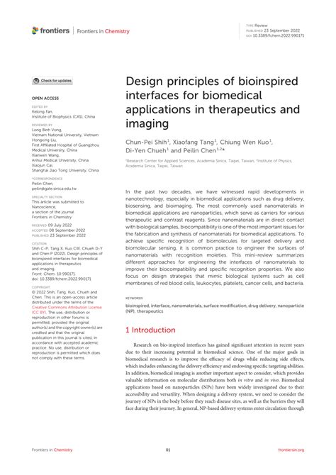 Pdf Design Principles Of Bioinspired Interfaces For Biomedical