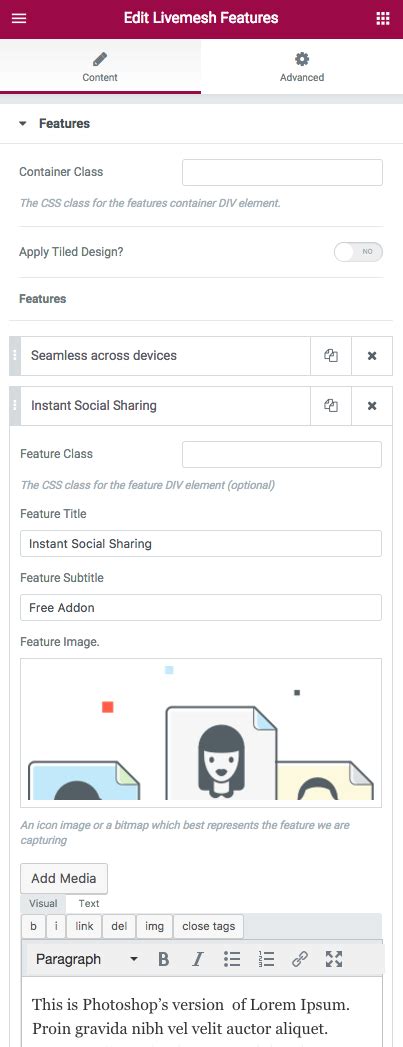Features Addon Livemesh Addons For Elementor