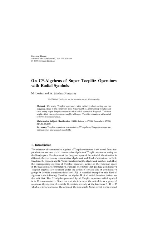 Pdf On C Algebras Of Super Toeplitz Operators With Radial Symbols