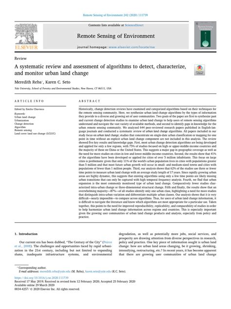 Systematic Review And Assessment Of Algorithms To Detect Characterize Pdf Remote Sensing