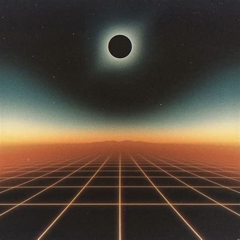 Retro Futurism Poster With Black Hole Synth Wave Aesthetic 70s Space Retro Gradient Aesthetic