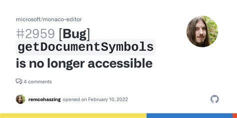 Bug `getdocumentsymbols` Is No Longer Accessible · Issue 2959 · Microsoftmonaco Editor · Github