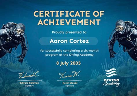 Diving Certificate Achievement Template Editable Premium Editable Template Rawpixel