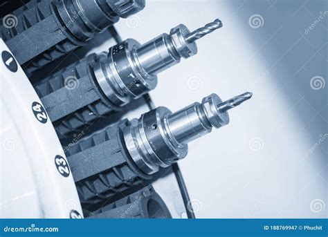 The Cutting Tools Of The CNC Milling Machine In The Magazine Stock Image Image Of Cutting