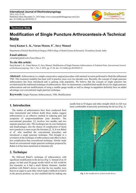Pdf Modification Of Single Puncture Arthrocentesis Pdf 10