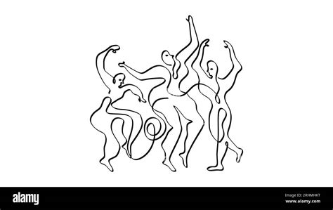 Three Picasso Dancers Style One Line Drawing Continuous Hand Drawn Minimalism Contour Black