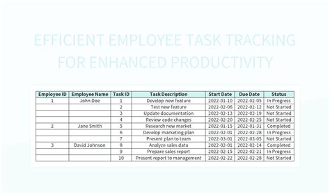Efficient Employee Task Tracking For Enhanced Productivity Excel