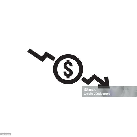 Dollar Decrease Icon Money Symbol With Arrow Stretching Rising Drop