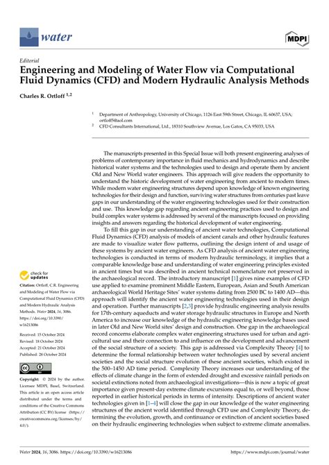 Pdf Engineering And Modeling Of Water Flow Via Computational Fluid Dynamics Cfd And Modern