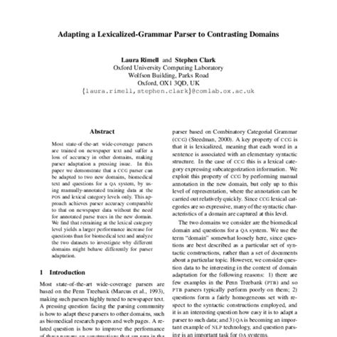 Adapting A Lexicalized Grammar Parser To Contrasting Domains Acl Anthology