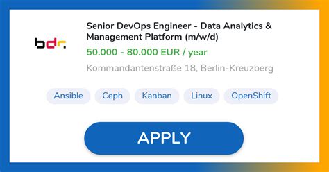 Senior Devops Engineer Data Analytics Management Platform M W D