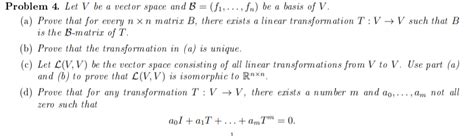 Solved Problem 4 Let V Be A Vector Space And B F1 Chegg Com