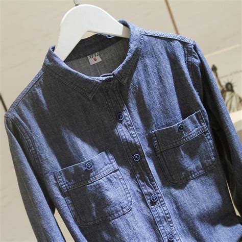 Пролетна есенна корейска модна дамска дънкова риза с дълги ръкави и обърната яка Съчетаваща се