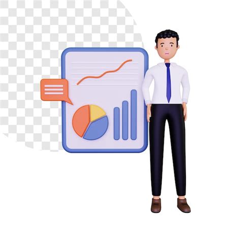 Premium Psd Man Showing Data Report With Chart