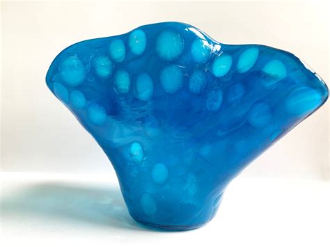 Blue Bubbly Fused Glass Vase Candleholder Glass Art Beach Decor Etsy