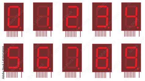 Vector Image Of Digits From Zero To Nine On The Screen Of A Single Digit Seven Segment Liquid