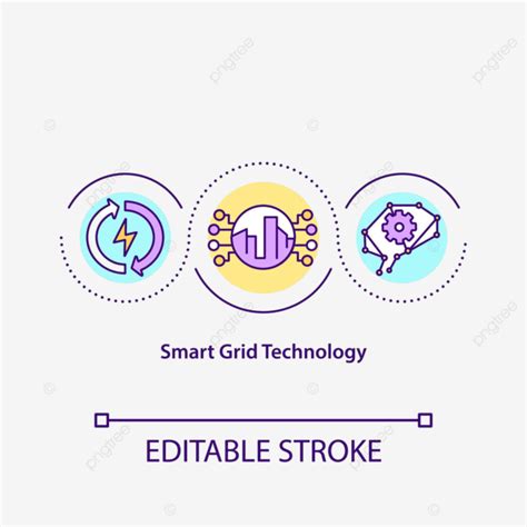 Smart Grid Technology Concept Icon Industry Metropolis Linear Vector Industry Metropolis