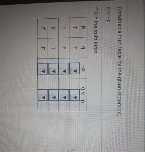 Solved Construct A Truth Table For The Given Statement Qvp