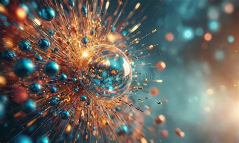 Vibrant Explosion Blue Orange And Yellow Spheres And Particles Fills The Frame Creating
