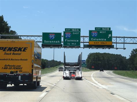 South Carolina Interstate Southbound Cross Country Roads