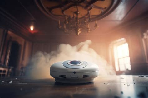 Premium AI Image Smoke Detector And Fire Alarm In Action Background AI Generated