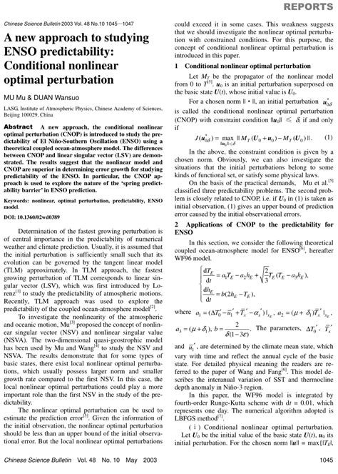 Pdf A New Approach To Studying Enso Predictability Conditional