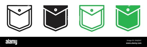 Pocket Icon Black Line Art Vector In Black And White Outline Set Collection Sign Stock Vector