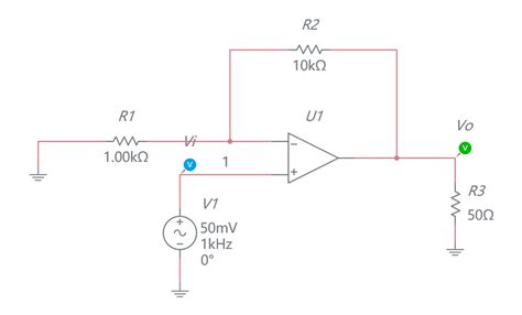 Non Inverting Op Configuration Multisim Live