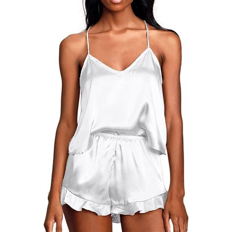 Badu Bg Лятно нощно облекло Комплекти пижами от две части за жени Едноцветен прашка без ръкави