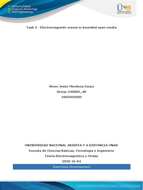 Task 2 Electromagnetic Waves In Bounded Open Media Exercises Development Pdf Transmission
