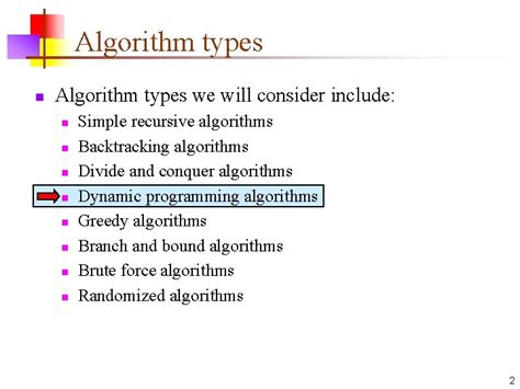 Dynamic Programming Algorithm Types N Algorithm Types We