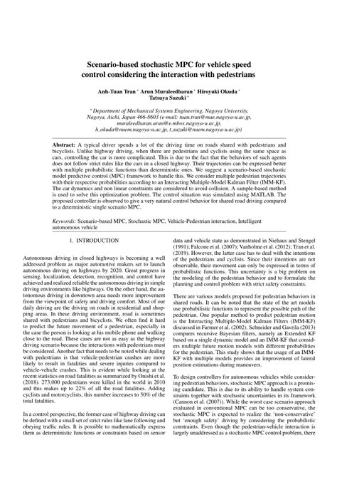 Pdf Scenario Based Stochastic Mpc For Vehicle Speed Control Considering The Interaction With