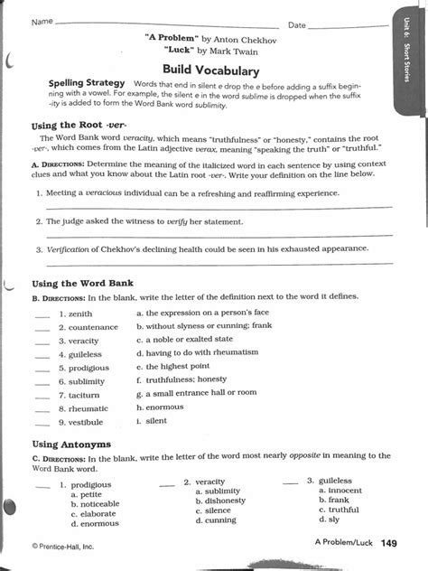 evan cox a problem build vocab handout pdf