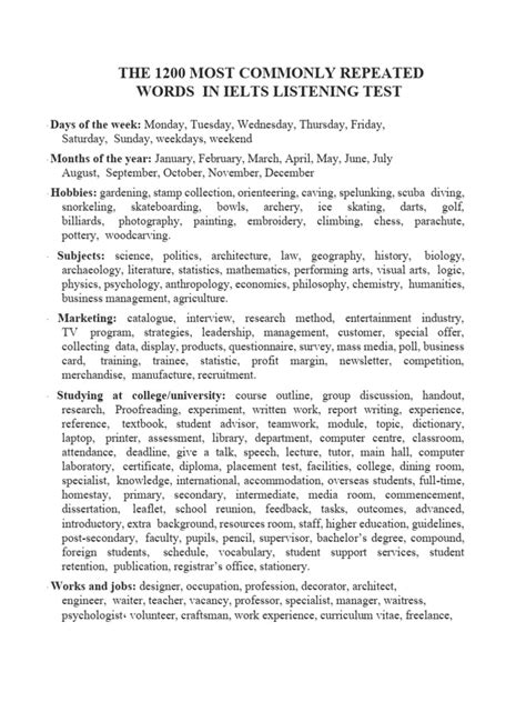 The 1200 Most Commonly Repeated Words Pdf Coal