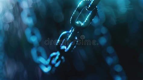 Glowing Blue Chain Of Binary Links Symbolizes Data Connection Or