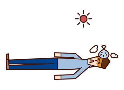 応急手当を受ける熱中症患者（男性）のイラスト フリーイラスト素材集 Kukukeke