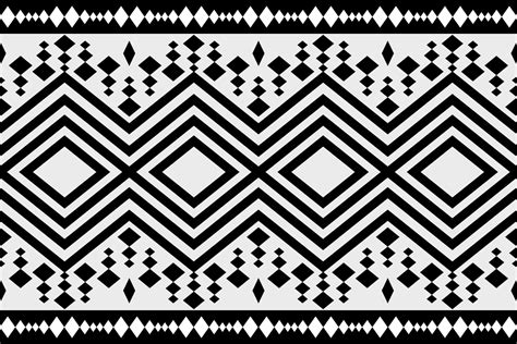 Black And White Geometric Ethnic Seamless Pattern Design For Wallpaper Background Fabric