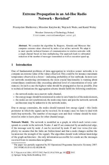 Pdf Extreme Propagation In An Ad Hoc Radio Network Revisited