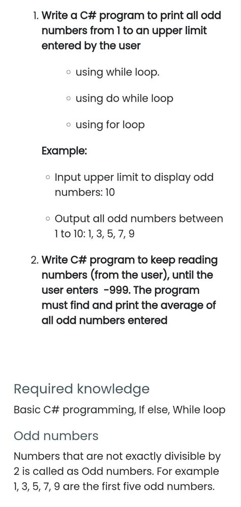 Solved 1 Write A C Program To Print All Odd Numbers From 1