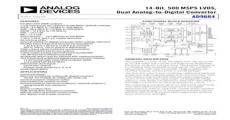 Pdf 14 Bit 500 Msps Lvds Dual Analog To Digital Converter